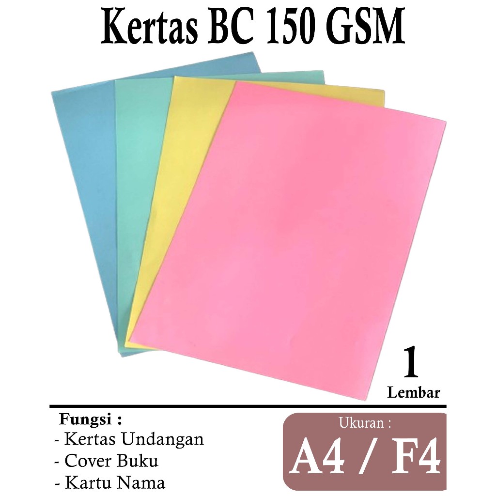 Jual KERTAS BC 150 GSM UKURAN A4 ( 21 X 29,7 CM ) F4 ( 21,5 X 33 CM ...