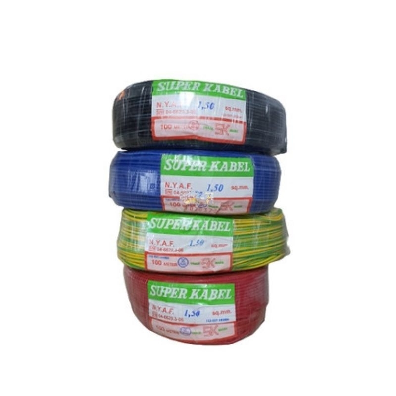 Jual Kabel Listrik NYAF 1.5mm Tembaga Serabut Hitam Biru Merah Kuning-Hijau KH SUPER | Meteran ...