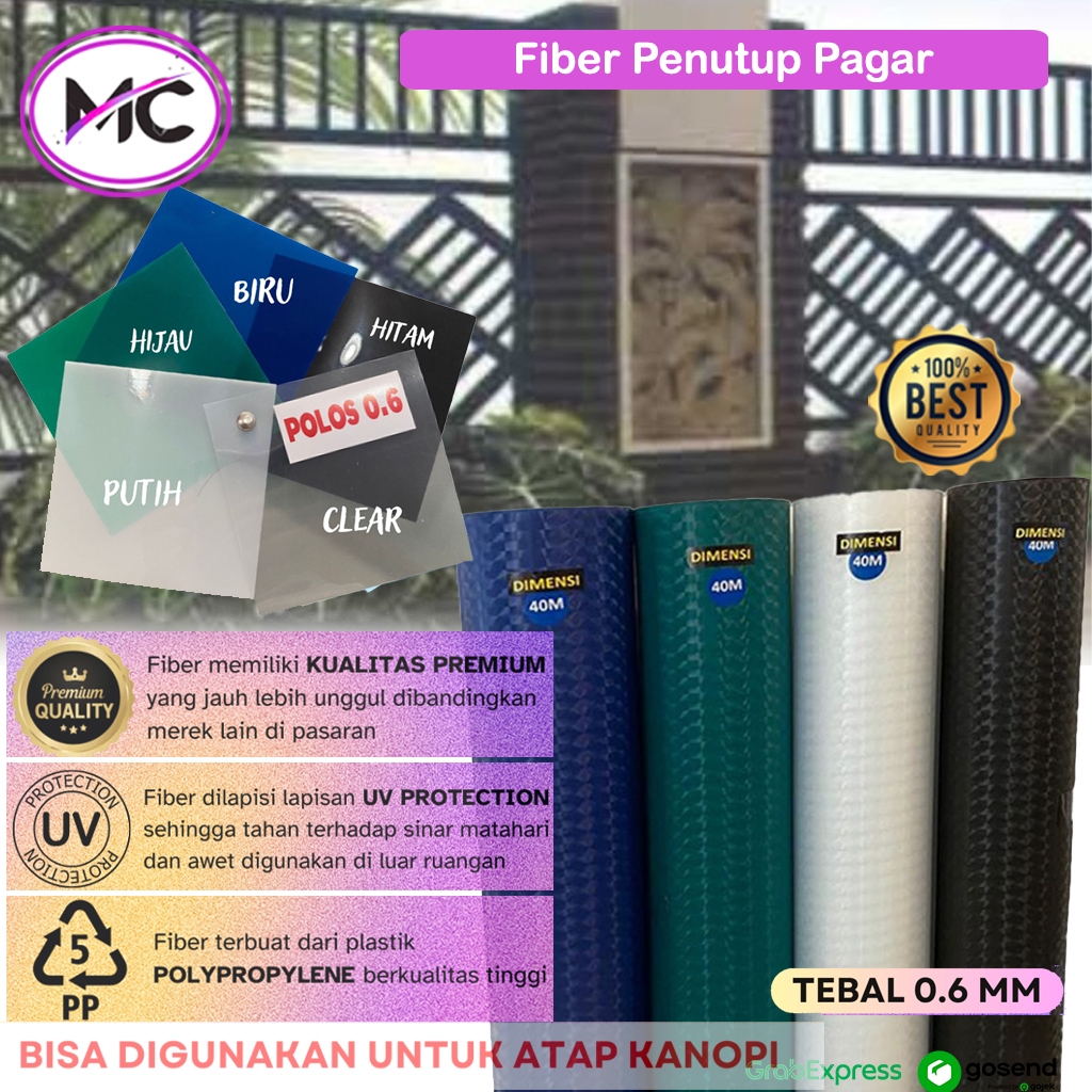Jual Penutup Pagar Rumah Fiber Plastik Fiber Polos Motif Anti UV ...