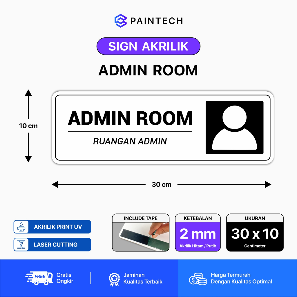 Jual Akrilik Sign Admin Room Papan Penanda Ruangan Admin Ukuran 30 X 10 ...