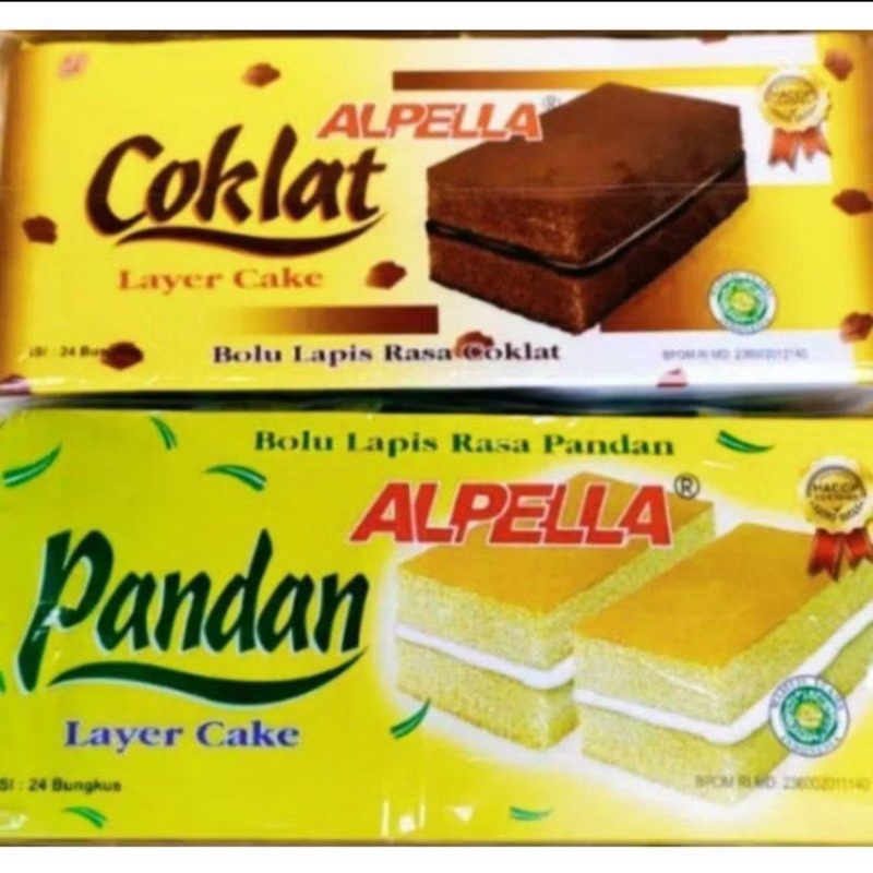 Jual ALPELLA LAYER CAKE / BOLU LAPIS RASA COKLAT DAN PANDAN ISI 24 PCS ...