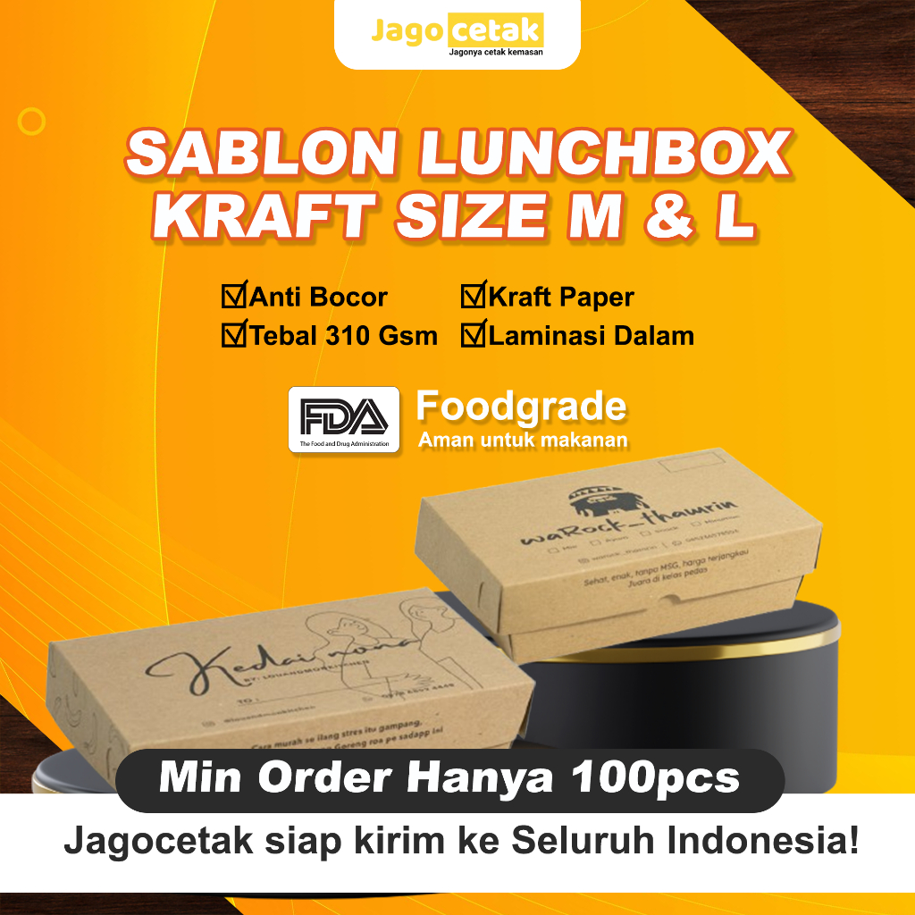 Jual Sablon Custom Lunch Box Kraft & Ivory All SIze Custom Desain ...