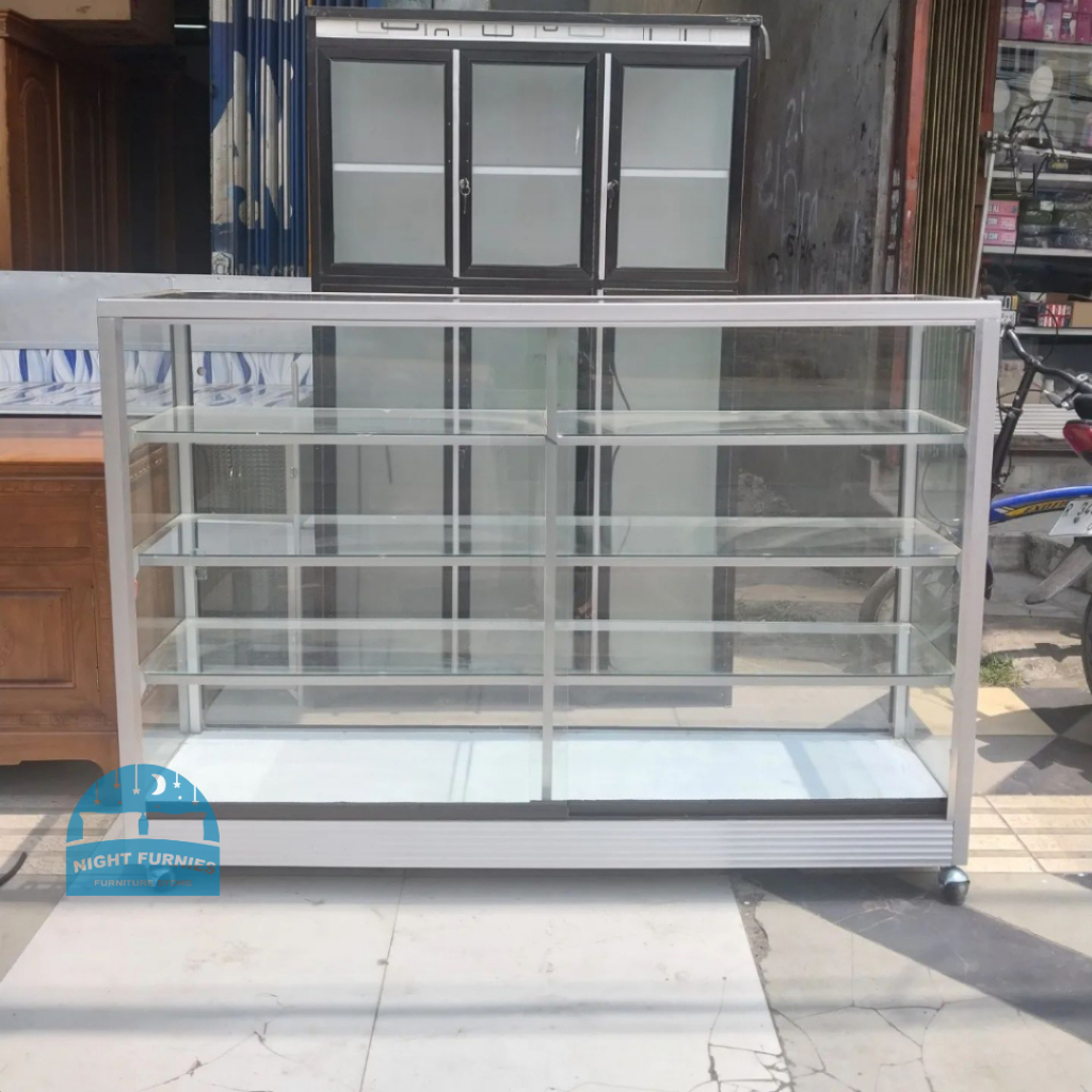 Jual Etalase kaca 1.5 meter / etalsae kaca alumunium minimalis ...