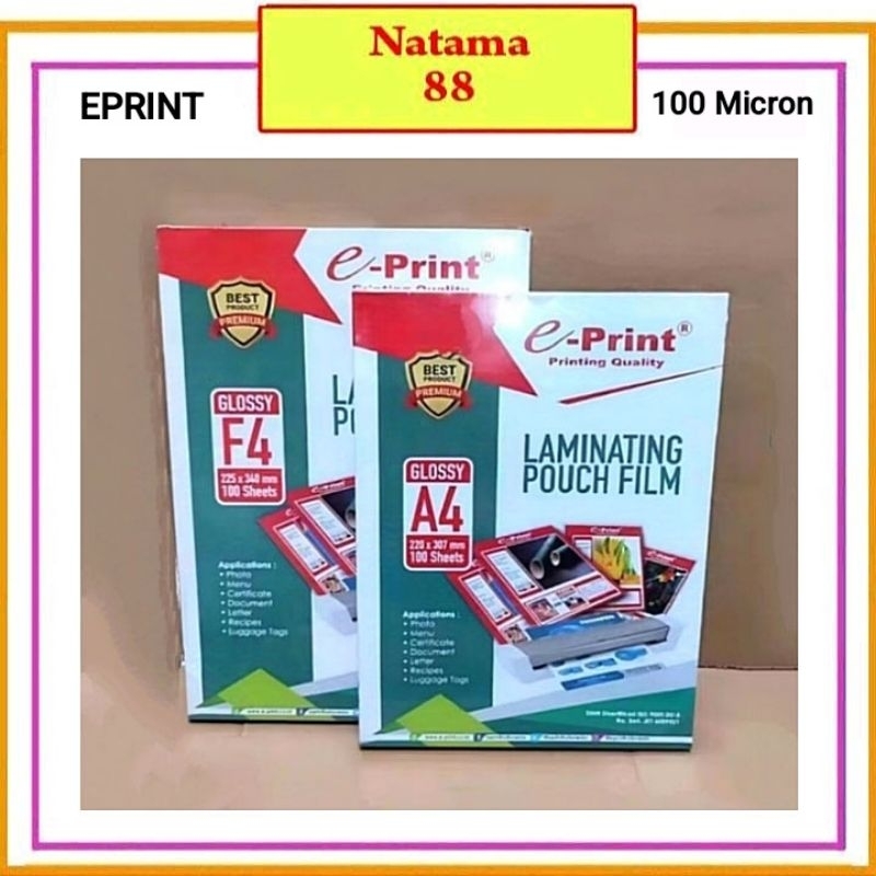 Jual 1 Pak Plastik Laminating A4 / F4 Isi 100 Lembar EPRINT | Shopee Indonesia