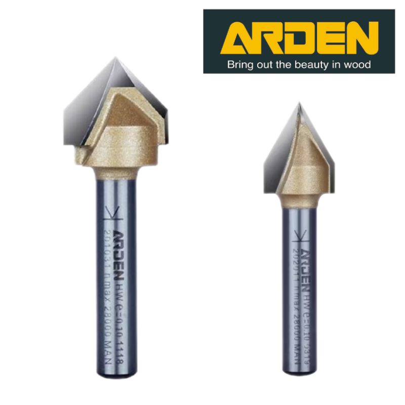Jual Router Bit V-Groove 90 dan 60 degree Arden as 1/4" dan 1/2" ( size ...