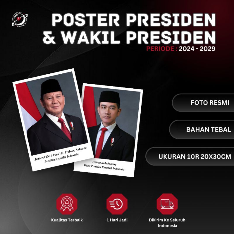 Jual Cetak Foto Resmi Presiden & Wakil Presiden Periode 2024 - 2029 | Shopee Indonesia