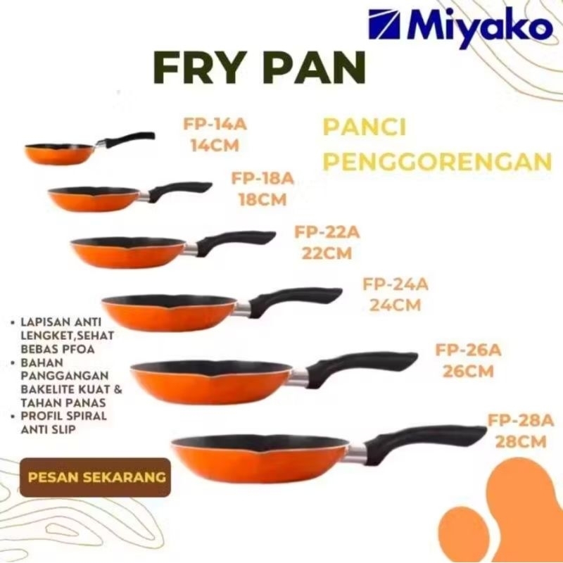 Jual Teflon Fry Pan Miyako FP-14A ukuran 14cm | Shopee Indonesia