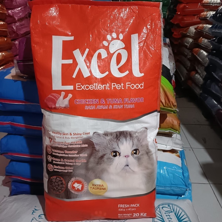 Jual Excel Cat Chicken Tuna 20kg Bentuk Segitiga - GRAB GOJEK | Shopee ...