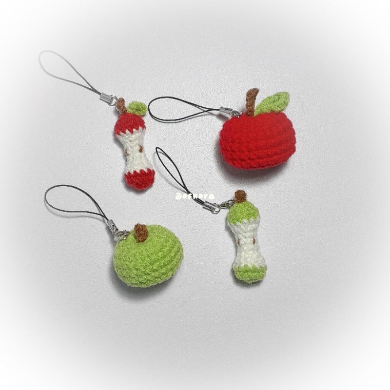Jual apple keychain/phone charm | apple crochet keychain | handmade ...