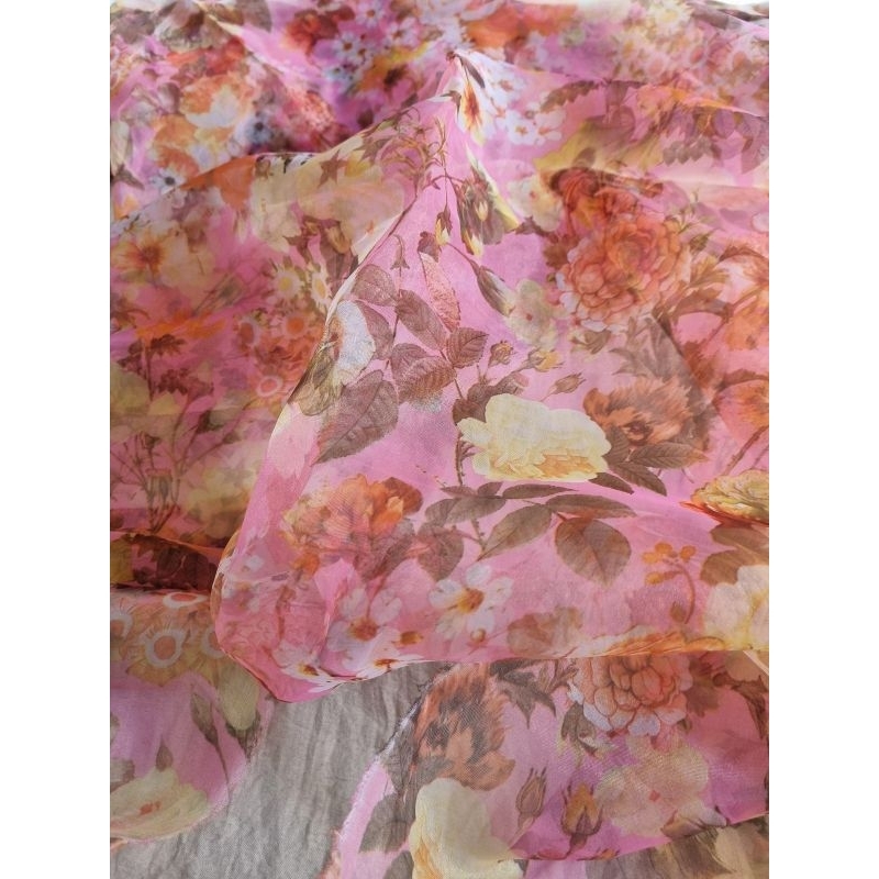 Jual Kain Organza Motif Bunga Ceplok | Bahan Organsa Corak Grade A ...