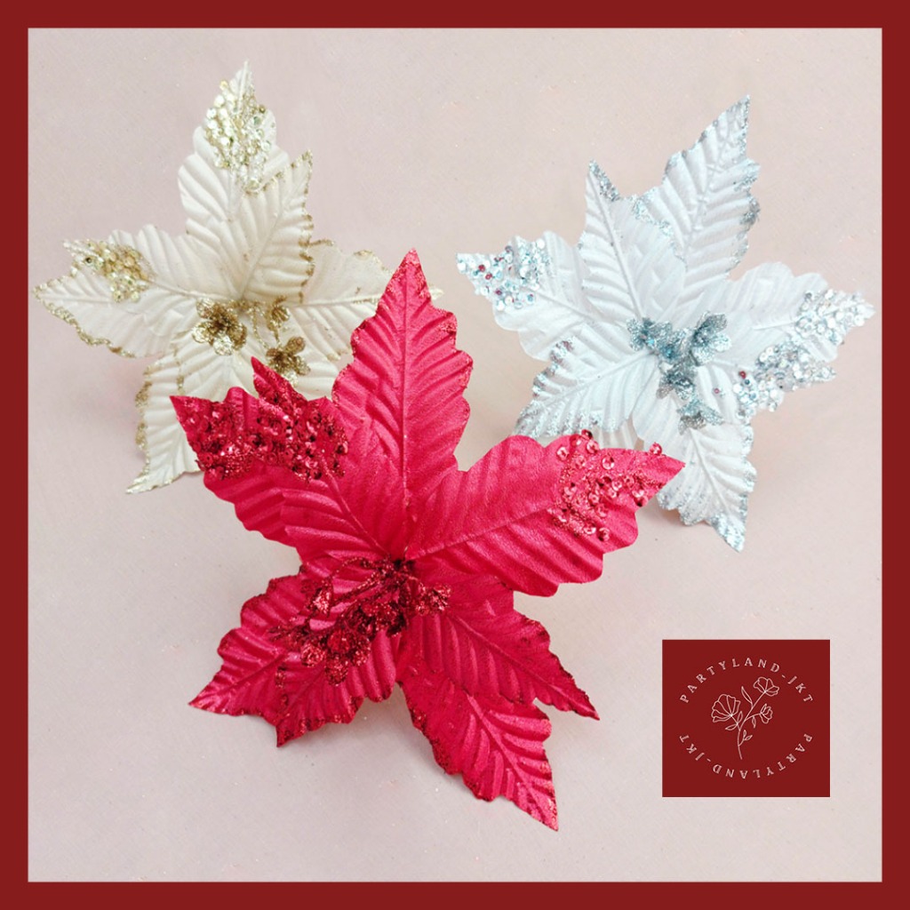 Jual 30cm Jambo Christmas Poinsettia Flower Bunga Natal Besar Premium ...