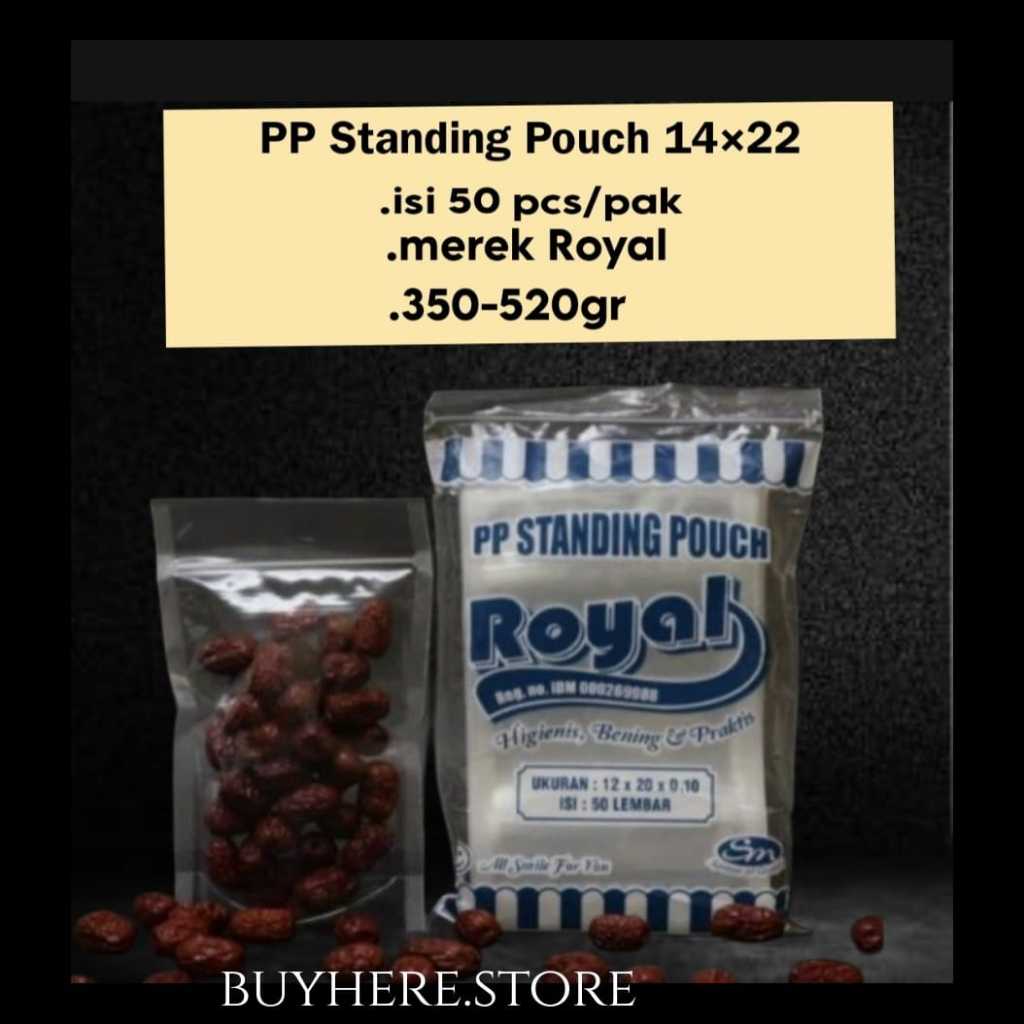 Jual PP Standing Pouch Royal 14x22 isi 50 Lbr / Zipper / Plastik Double ...