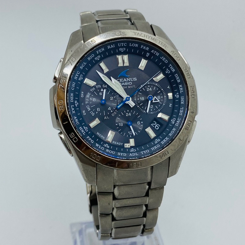 Jual Casio Oceanus OCW-T600 Chronograph Titanium Tough Solar Black Dial ...