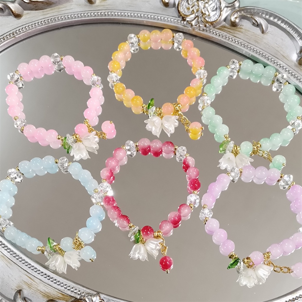 Jual Gelang bertabur kristal kaca berwarna ganda manik anggrek Aksesori ...