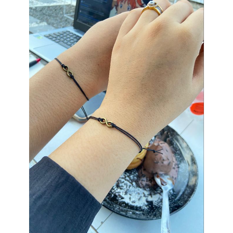 Jual gelang tali couple infinity MINIMALIS BRONZE model serut (dapat 2 ...