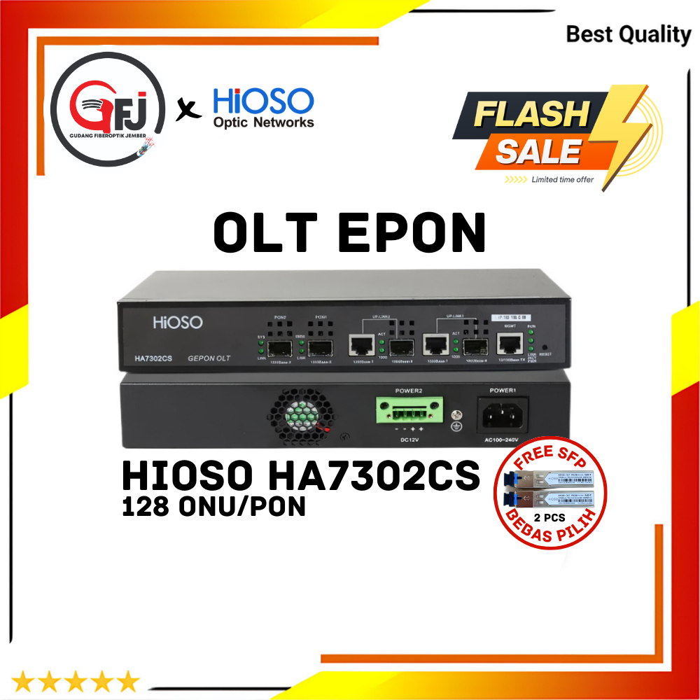 Jual (TERLARIS) OLT EPON HIOSO HA7302CS 2 PON 128 ONU/PON BONUS 2 SFP ...