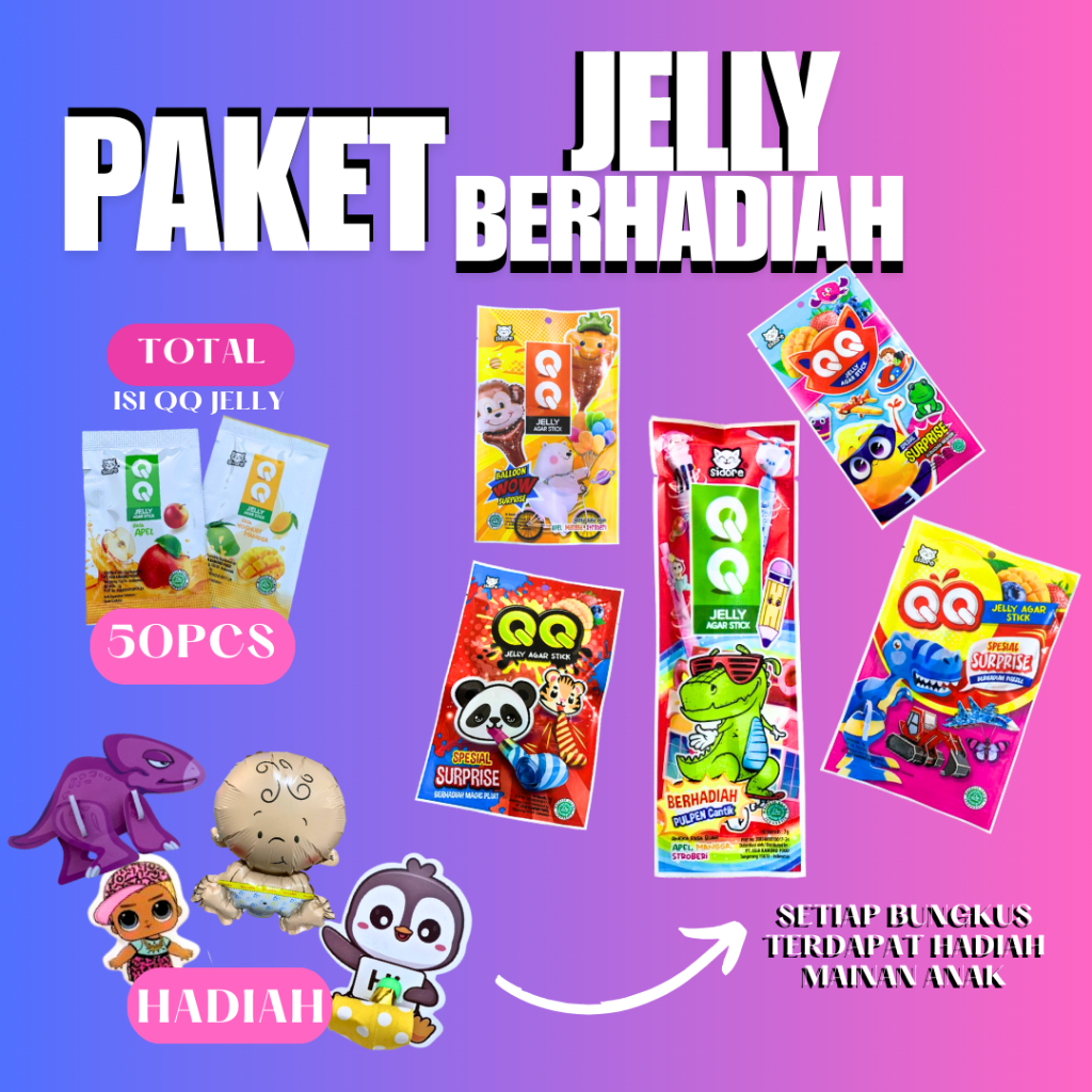 Jual [PRODUK BARU] QQ JELLY AGAR STICK BERHADIAH 50 PCS MAINAN JELLY MANIS 2 RASA YOUGURT MANGGA ...