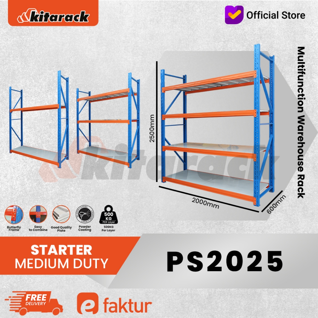 Jual Rak Gudang Tanpa Baut KITARACK Starter PS2025 2,5 Meter Medium ...