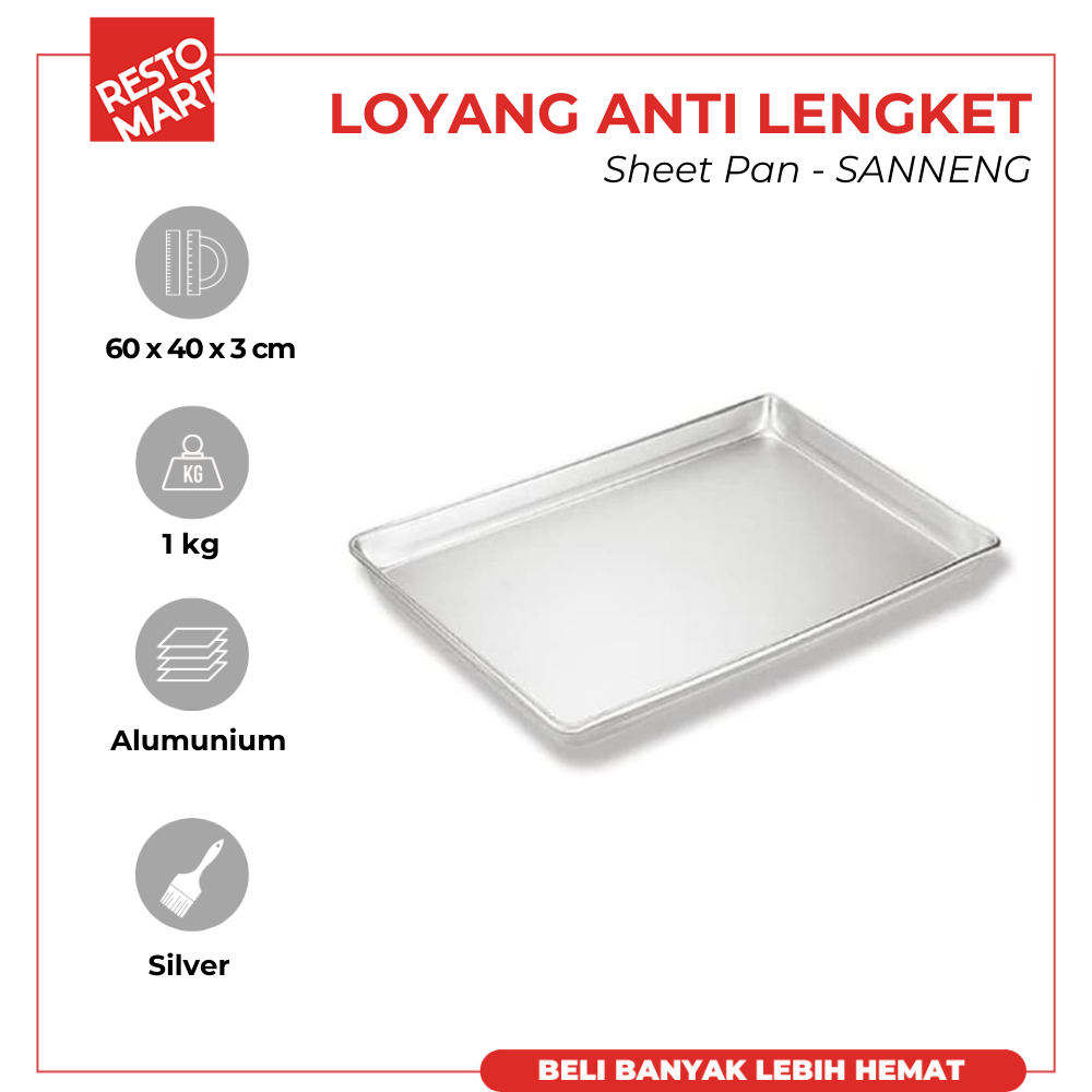 Jual Loyang anti Lengket / Sn1077 Alusteel Sheet Pan 600X400X30 0.7Mm ...