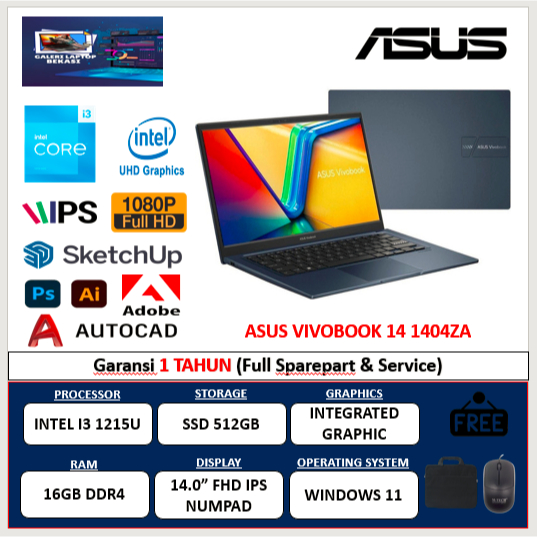 Jual Promo Laptop Asus Vivobook 14 1404ZA Intel I3 1215U 16GB 512GB ...