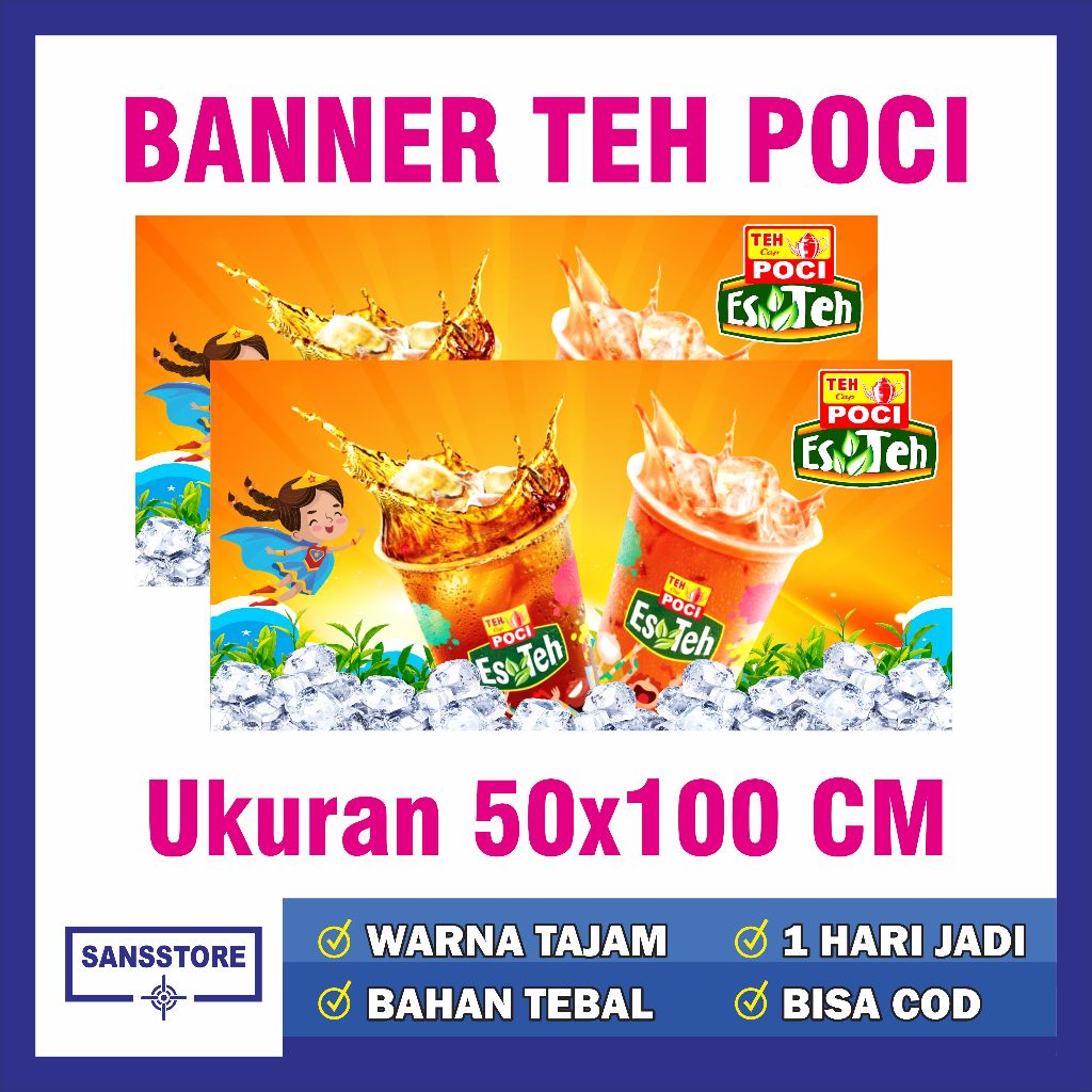 Jual CETAK SPANDUK BANNER TEH POCI 50X100 CM | Shopee Indonesia