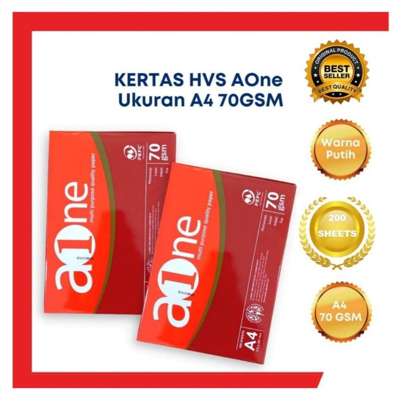 Jual Kertas HVS Aone A4 70 Gsm(200 Lembar) Kertas Hvs A4 Kertas ...
