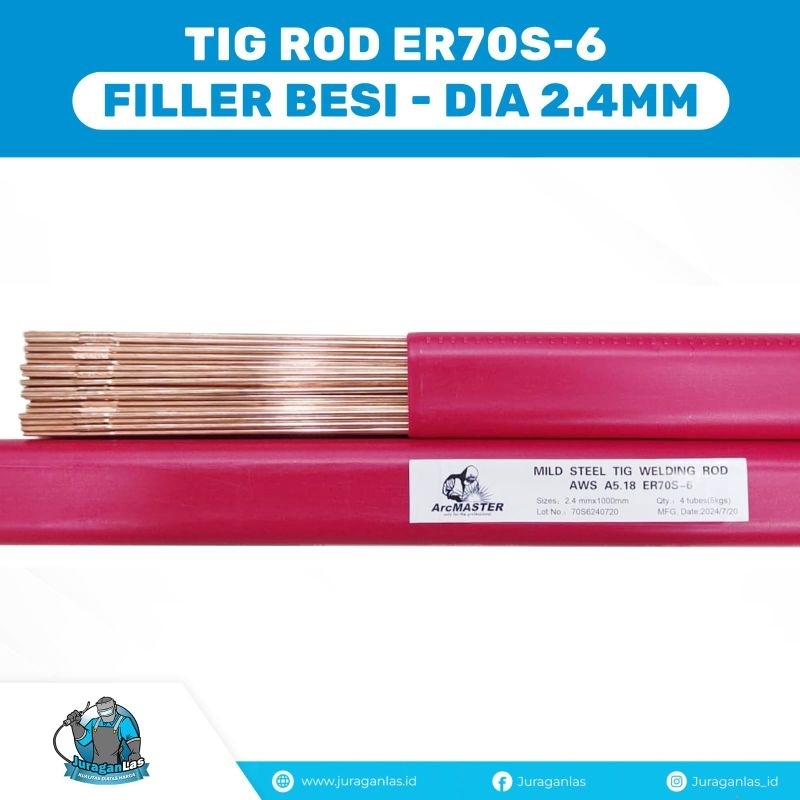 Jual Kawat Las Argon Tig Rod Filler Besi ER-70S-6 diameter 2,4mm 2.4mm | Shopee Indonesia