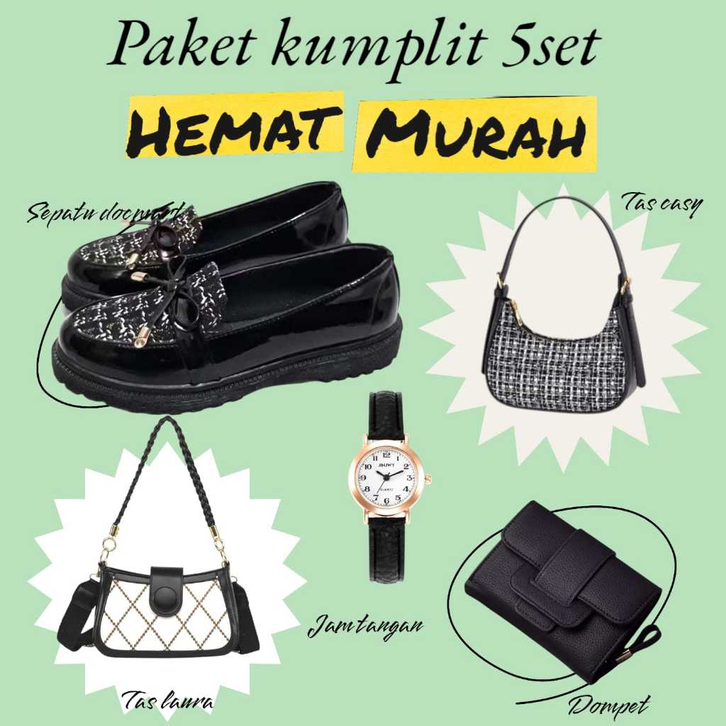 Jual Paket kumplit hemat 5 set sepatu docmart loafers wanita jeje/jam ...