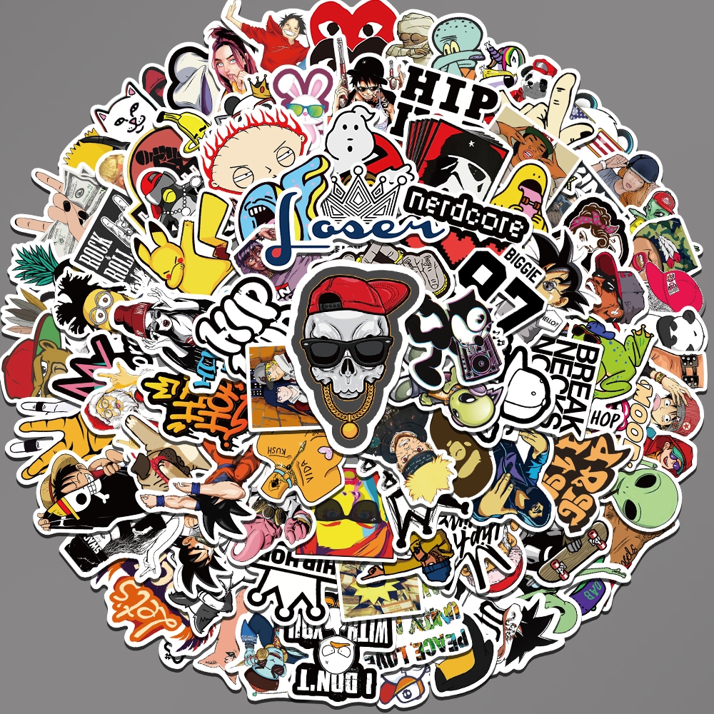 Jual [100PCS]Stiker Keren Logo Pack Hip Hop Stiker Lucu Merek Mode ...