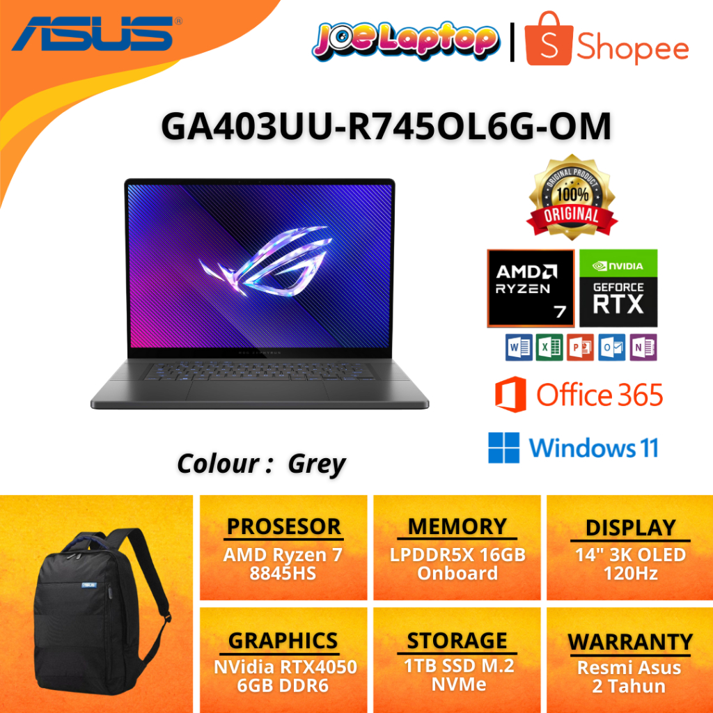Jual Asus ROG Zephyrus G14 GA403UU-R745OL6G-OM Grey Ryzen 7 8845HS ...