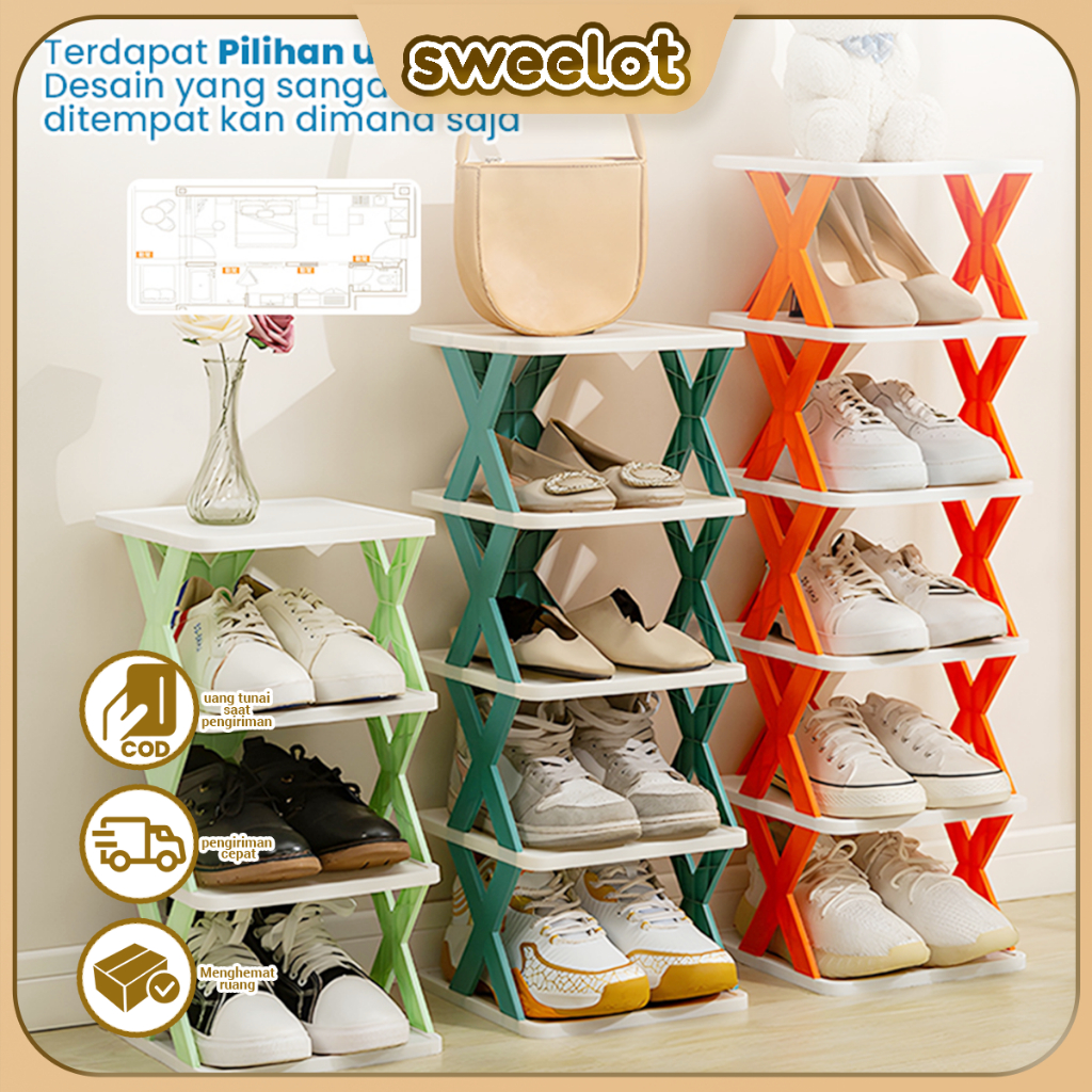 Jual Sweelot Penyimpanan sepatu furnitur rak sepatu multifungsi lemari ...