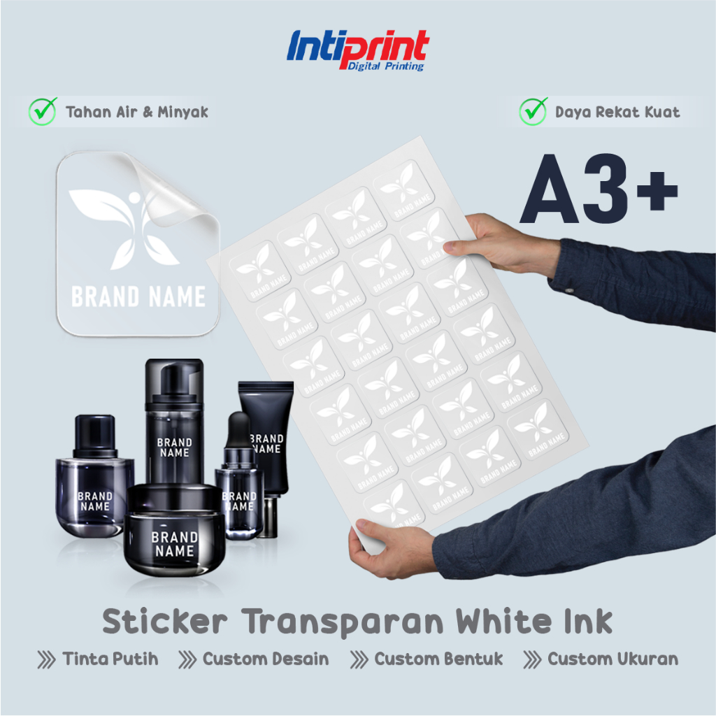 Jual Cetak Sticker Transparant A3+ White Ink / Stiker Transparan Tinta ...