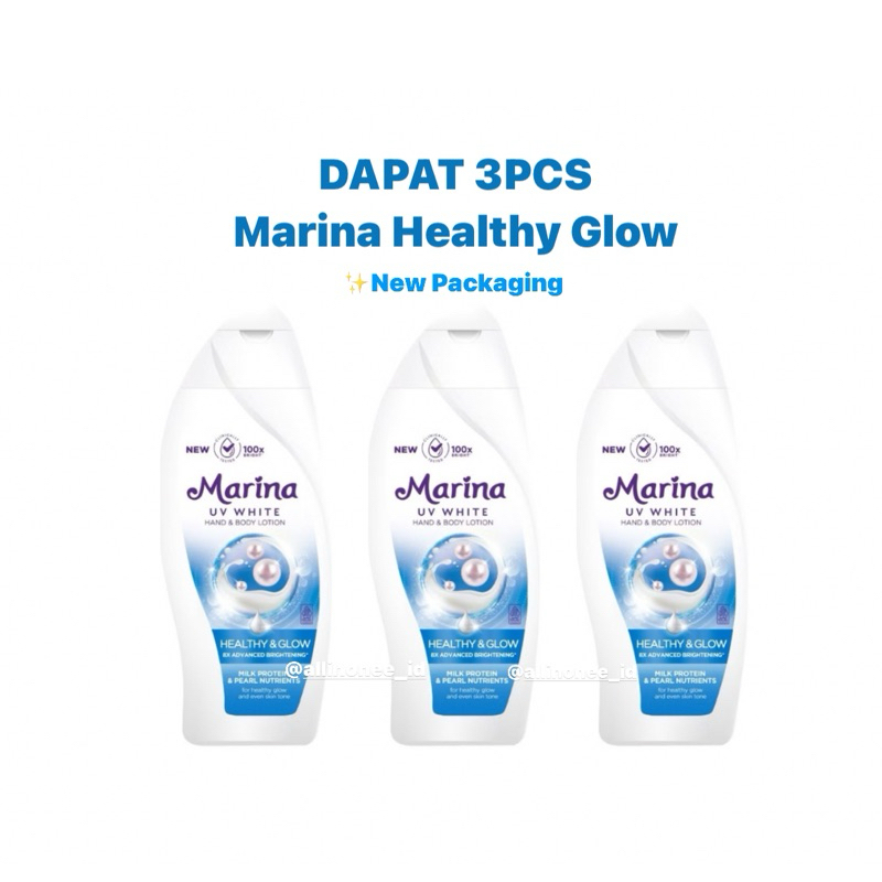 Jual [DAPAT 3PCS] Marina Healthy and Glow Marina Biru 185ml | Shopee ...