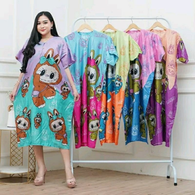 Jual Daster jumbo terbaru motif labubu dan Ratu bahan rayon kancing ...
