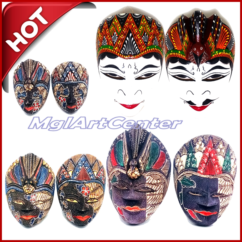 Jual Sepasang Topeng wayang Rama Shinta Kayu Batik Painting Hiasan ...
