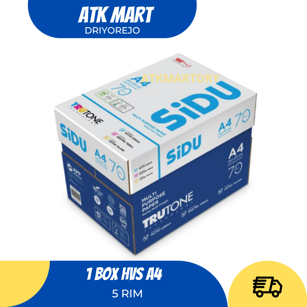 Jual KERTAS HVS A4 70 GRAM 1 BOX ISI 5 RIM SIDU AONE MAXI BRITE PP LITE ...