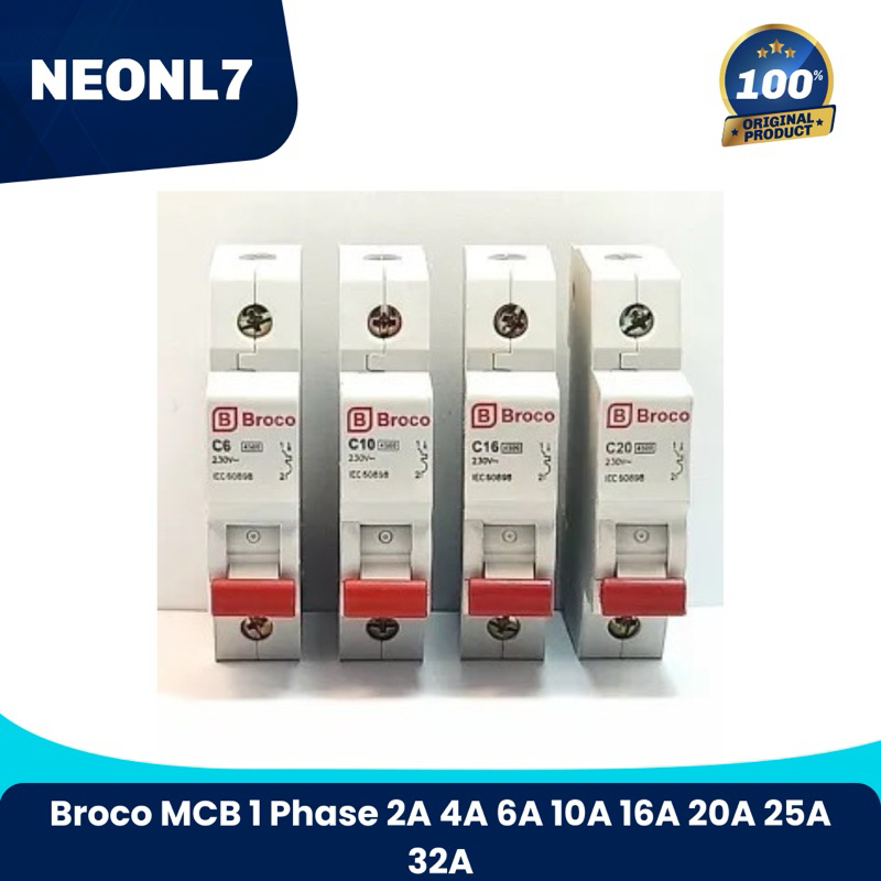 Jual BROCO MCB 1 PHASE PEMUTUS ARUS 2A 4A 6A 10A 16A 20A 25A 32A | Shopee Indonesia