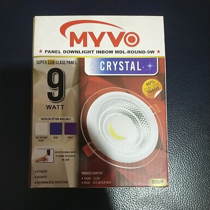 Jual LED Panel IB Myvo Cristal 9watt tiga warna putih-biru-ungu ...