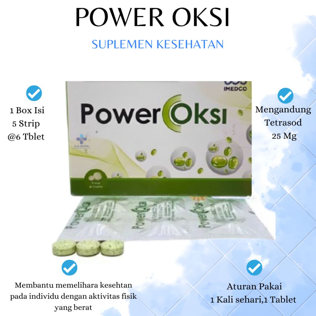 Jual Power Oksi 1 Box Isi 30 Tablet - Suplemen Antioksidan Penunjang Kesehatan Tubuh | Shopee ...
