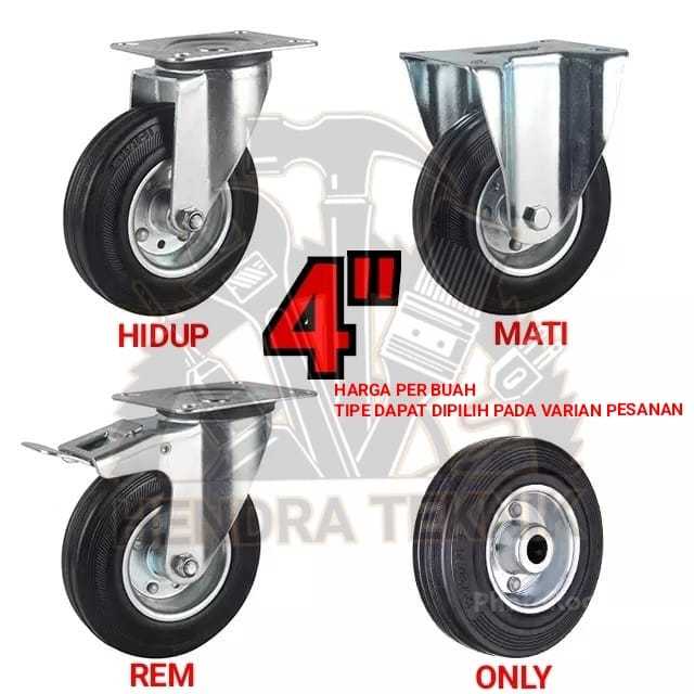 Jual PER PC RODA KARET HITAM HIDUP MATI REM ONLY 4 IN RODA ETALASE ...