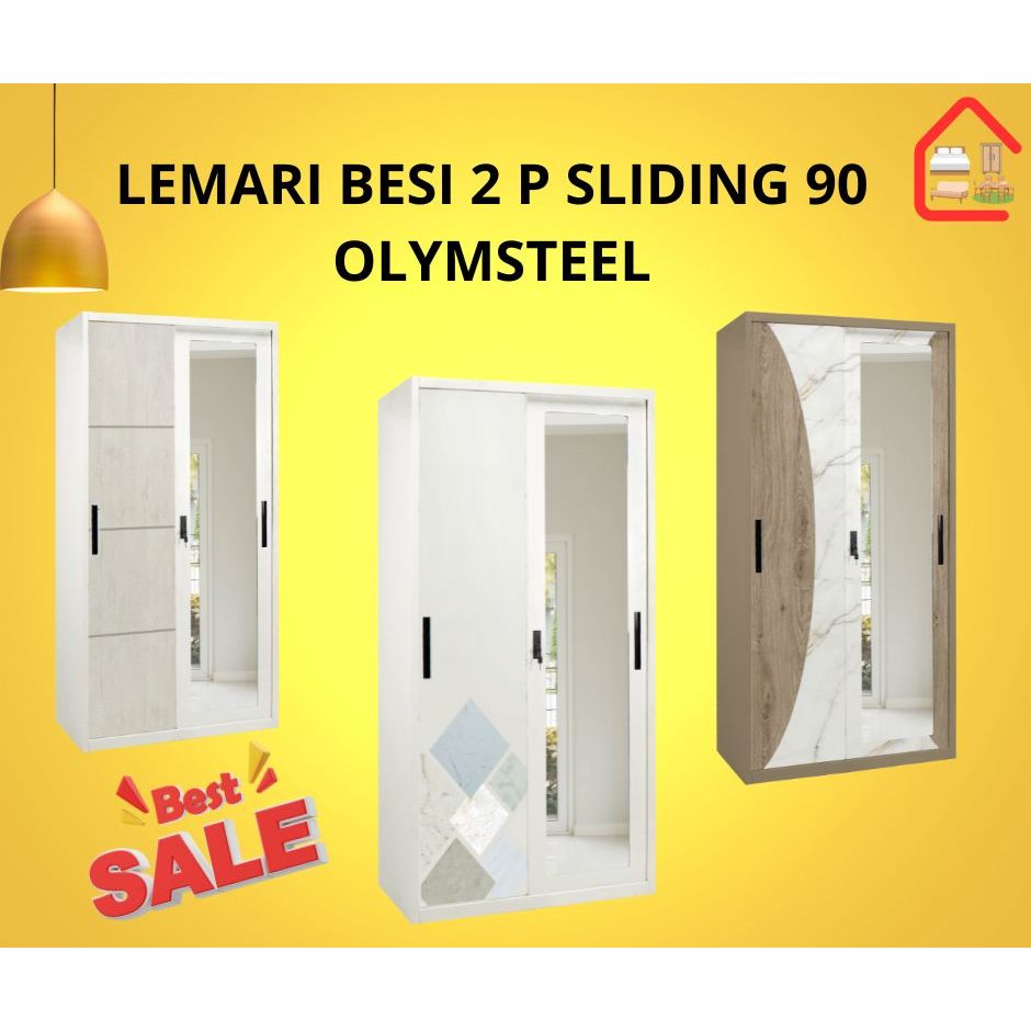 Jual LEMARI PAKAIAN BESI 2 PINTU OLYMSTEEL UKURAN 90 PINTU SLIDING - FREE PEMASANGAN | Shopee ...