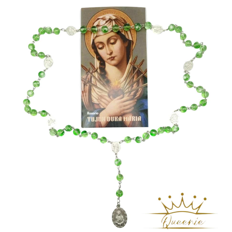Jual Paket Rosario Beads Batu Pecah | Lembar Doa 7 Duka Maria & Kalung ...