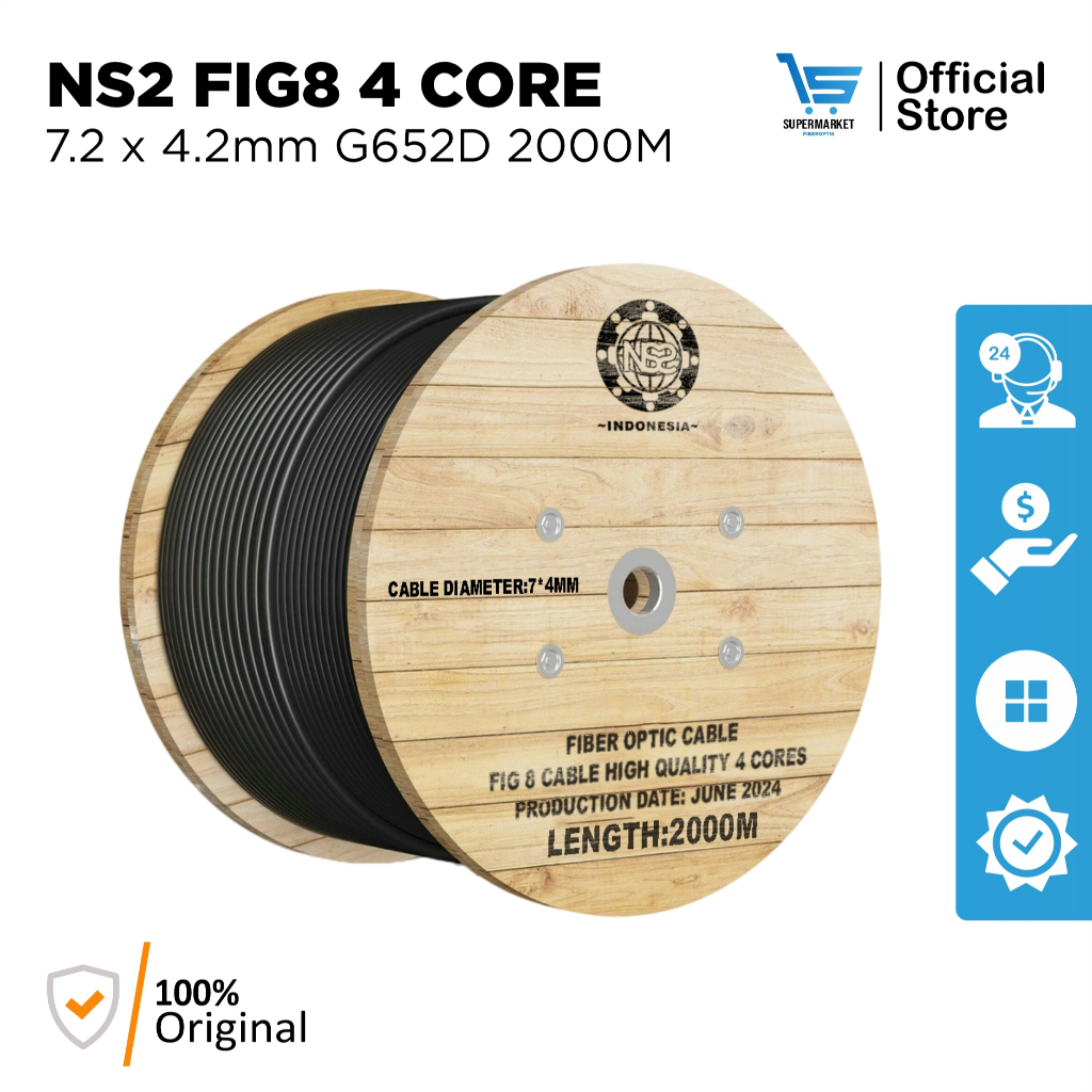 Jual Kabel FTTH Fig8 4Core NS2 2000M - Kabel FO 4 Core 2KM Seling Tebal ...