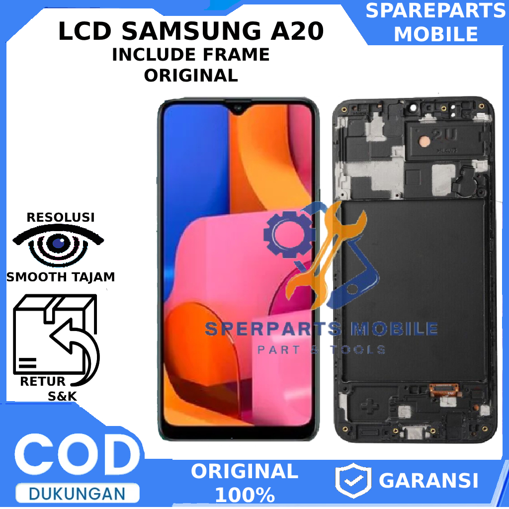 Jual LCD SAMSUNG A20 INCLUDE FRAME ORIGINAL INCEL GARANSI+PACKING ...