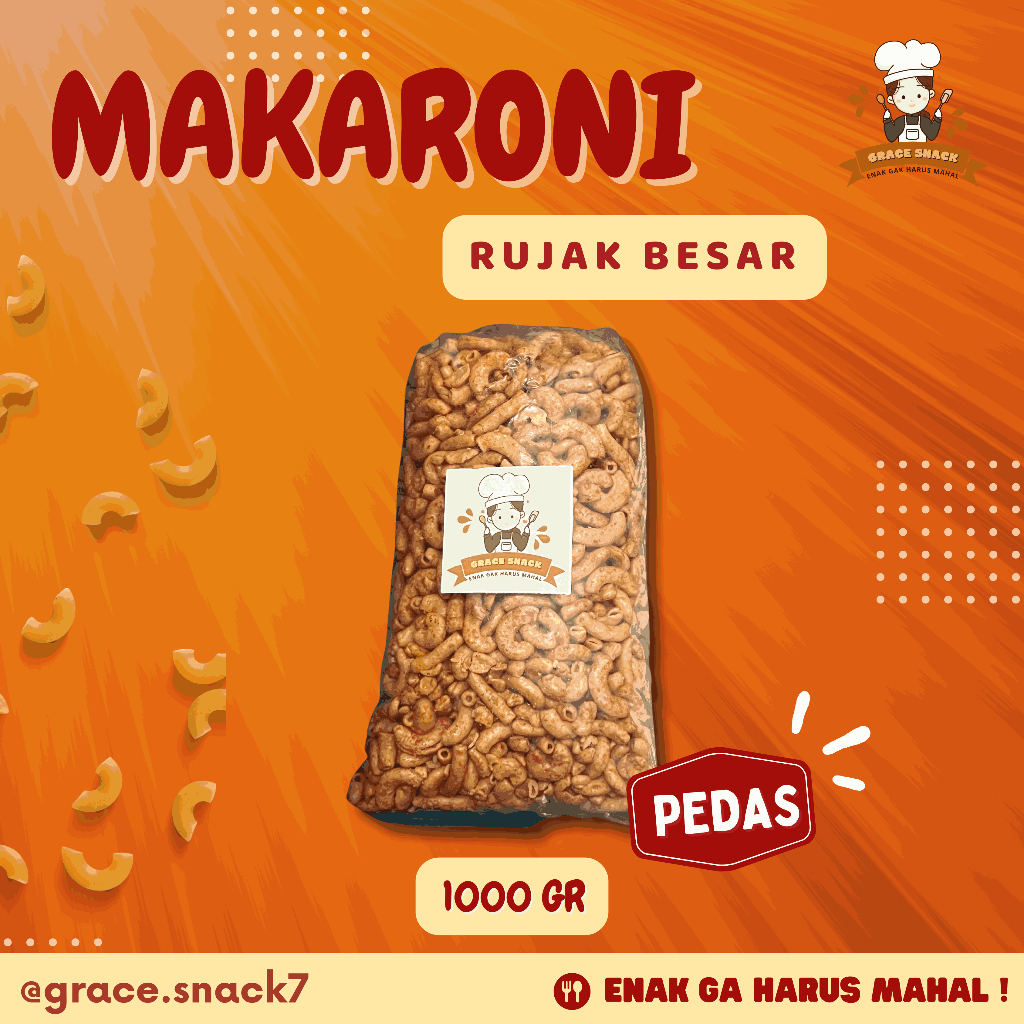 Jual MAKARONI RUJAK Besar 1000 GR - Grace Snack | Shopee Indonesia