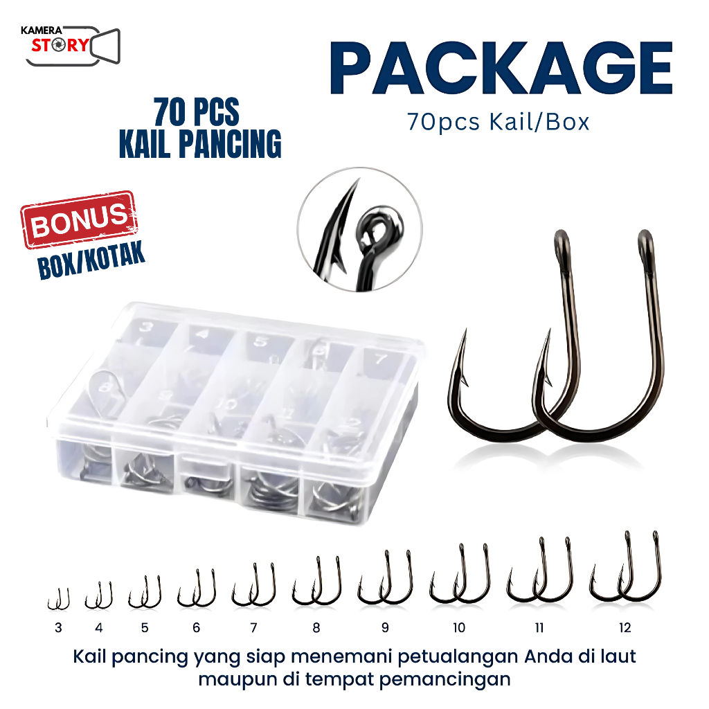 Jual Paket Kail Pacing Fishing Hook No 3-12 Set Mata Kail Pancing Bahan ...