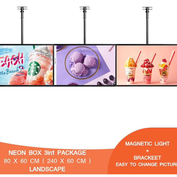 Jual NEON BOX SLIM LED LIGHT BOX Menu Paket 3in1 60x80cm ( 240x60cm ...