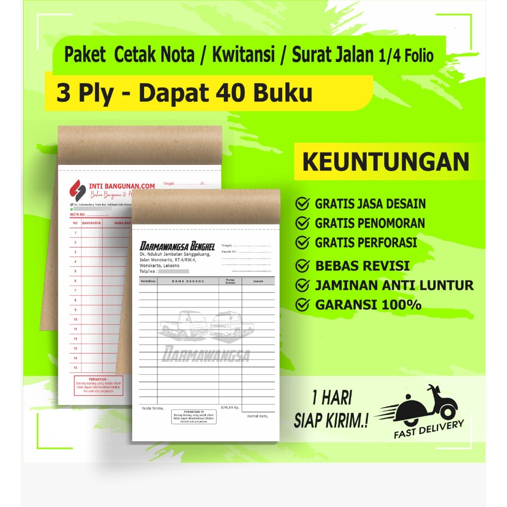 Jual PAKET 40 BUKU Nota custom 3 ply 1/4 folio | Shopee Indonesia