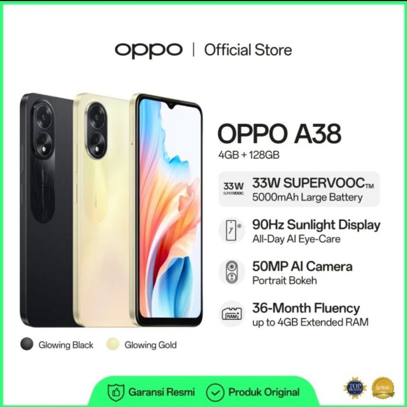 Jual OPPO A38 4GB/6GB + 128GB [5000mAh SUPERVOOC 33W, 90Hz Sunlight ...