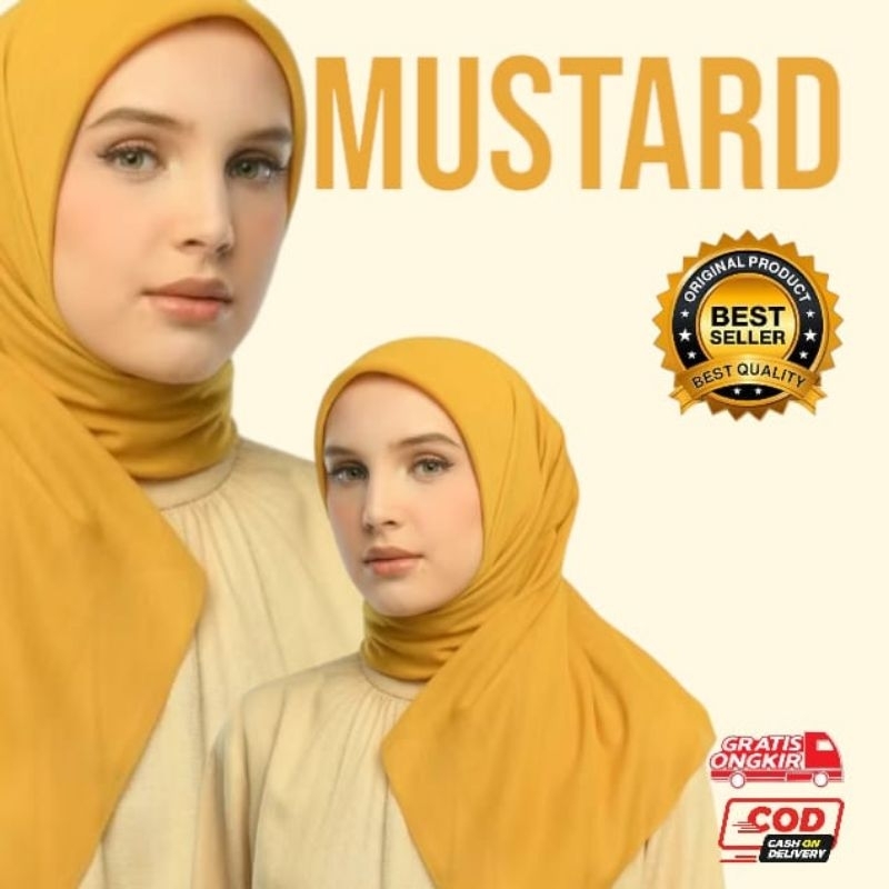Jual KERUDUNG SEGIEMPAT POLOS BEST SELLER WARNA KUNING MUSTARD UNTUK ...